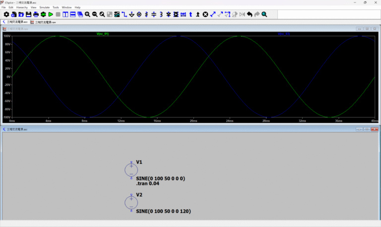 LTspiceで三相交流電源を作ってみた | びぼう・ろっく！